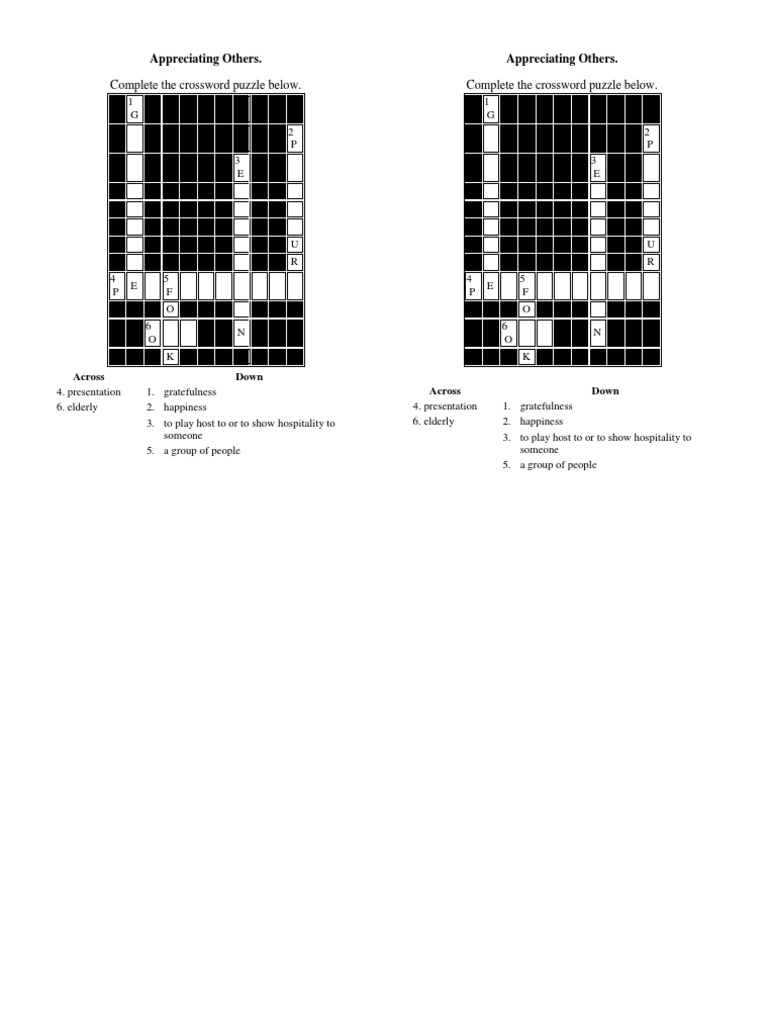 Appreciating Others Crossword Puzzle Pg11 Textbook Year 4 | PDF ...