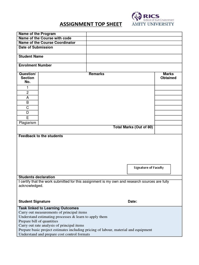 Assignment Top Sheet: 1 2 A B C D E Plagiarism | PDF | Cognition | Learning