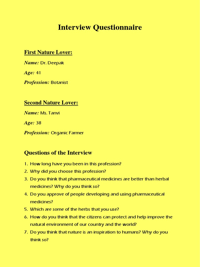 Re Love For Nature Interview | PDF