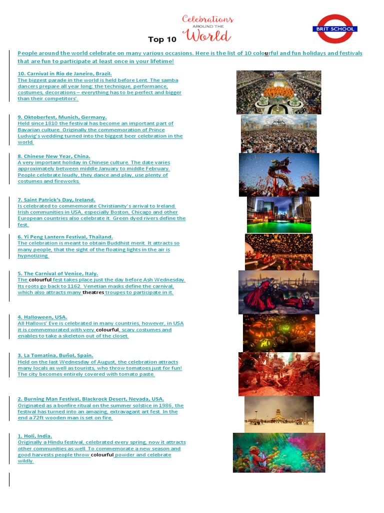Top 10 Celebrations Around The World | PDF
