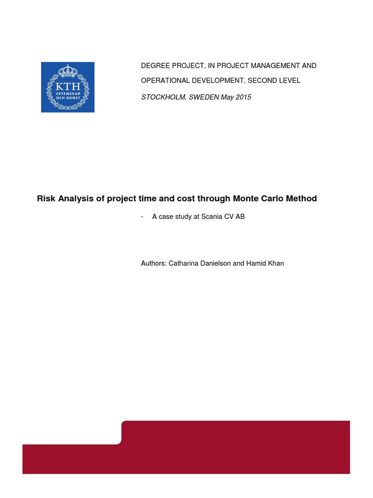 Risk Analysis of Project Time and Cost Through Monte Carlo Method | PDF ...