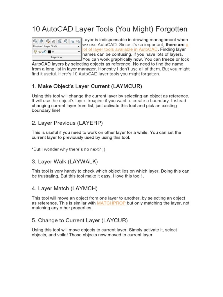 10 AutoCAD Layer Tools | PDF | Computing