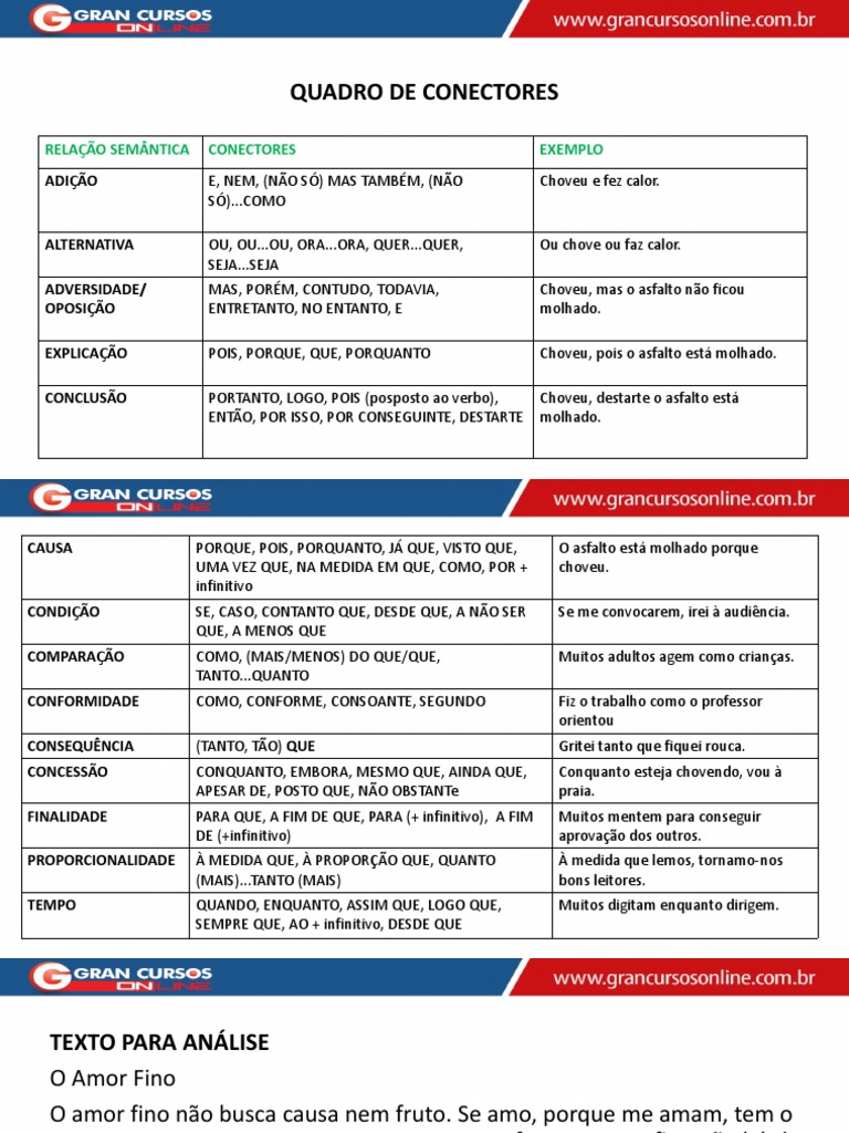 Tabela de Conectores | Amor