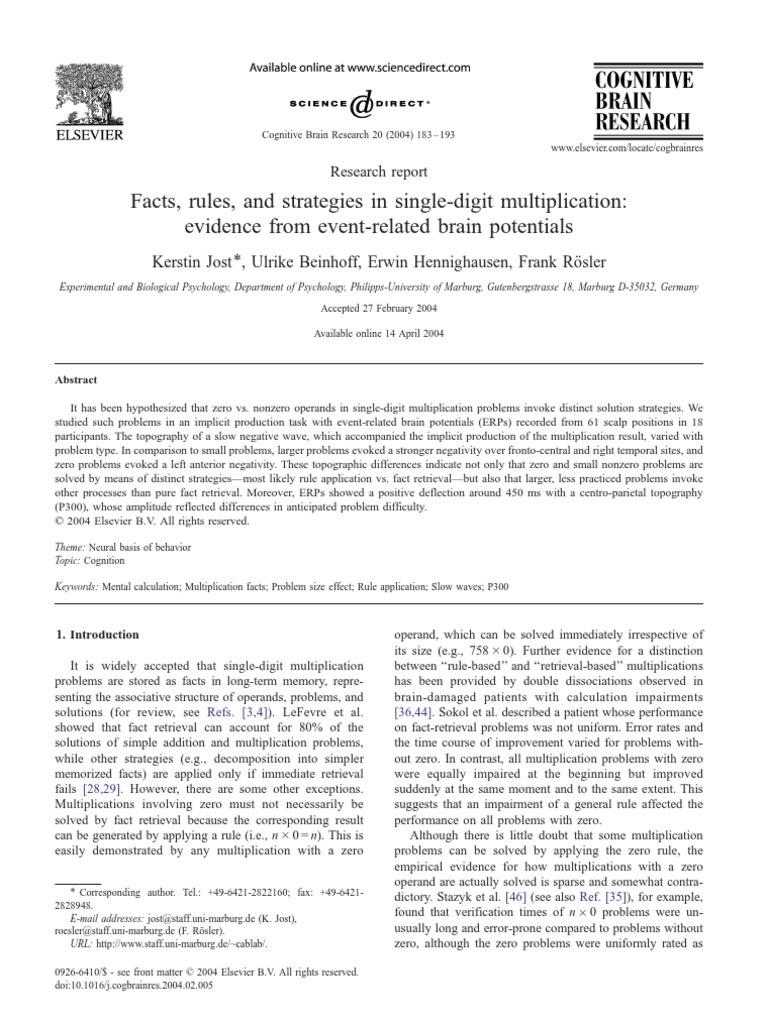 Jost2004 N400 Math | PDF | Event Related Potential | Neuroscience