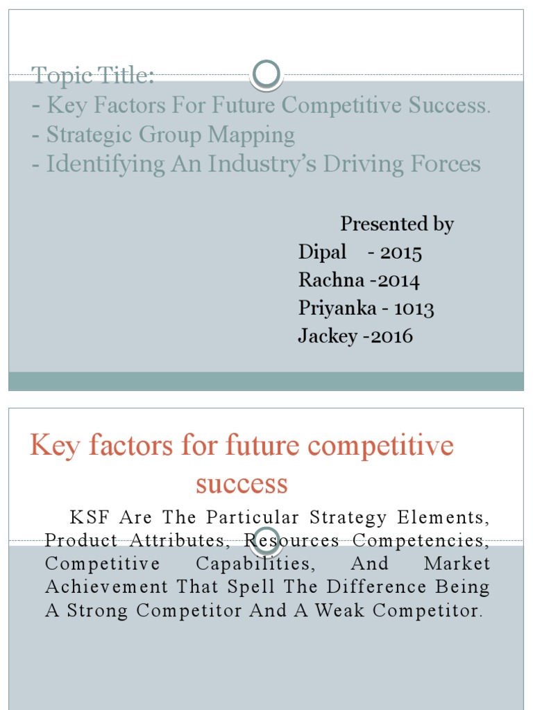 Topic Title: - Key Factors For Future Competitive Success. - Strategic ...