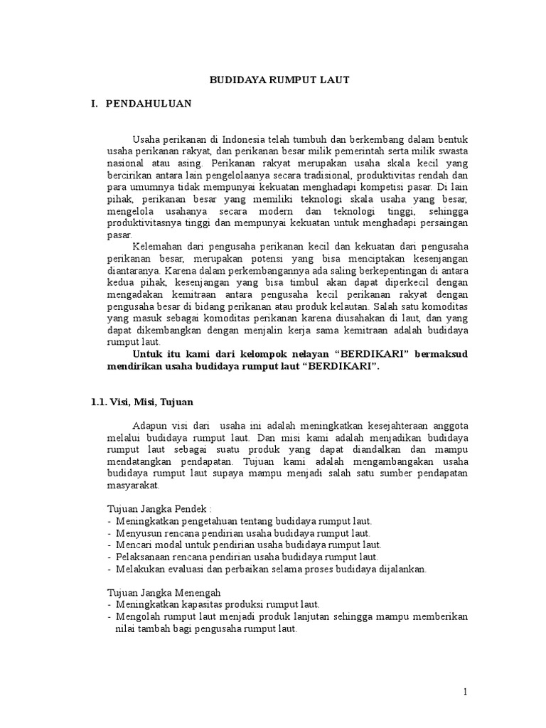 Contoh Proposal Rumput Laut | PDF