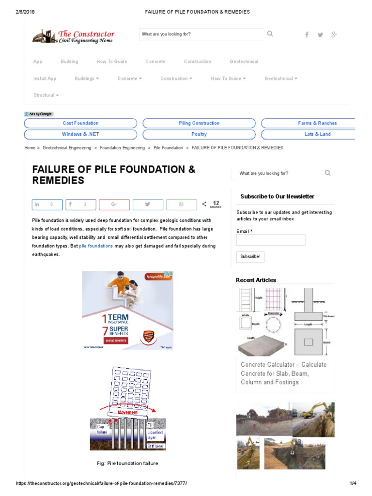 Failure of Pile Foundation & Remedies | PDF | Deep Foundation ...