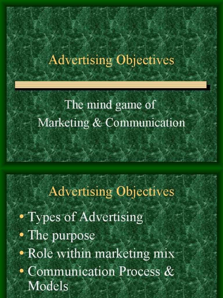 Advertising Objectives: The Mind Game of Marketing & Communication ...