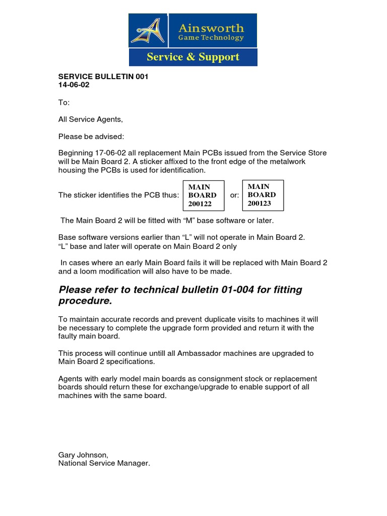 Main Board 2 Upgrade Notification | PDF