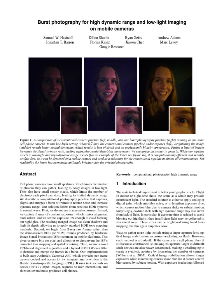Hdrplus Preprint | PDF | High Dynamic Range Imaging | Exposure (Photography)