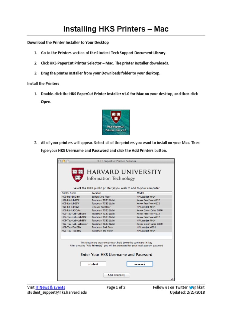 Installing HKS Printers - Mac (Printer Installer) | PDF | Computers