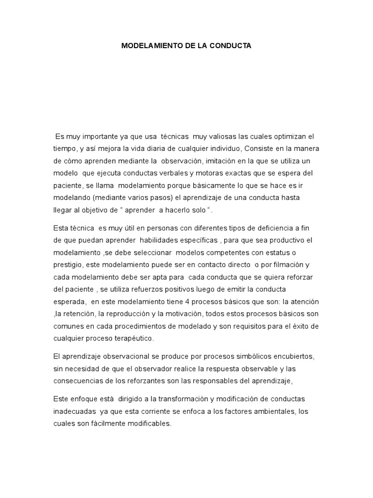 Modelamiento de La Conducta | PDF | Comportamiento | Psicología clínica