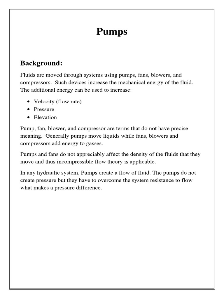 Pumps Overview | PDF | Pump | Turbomachinery