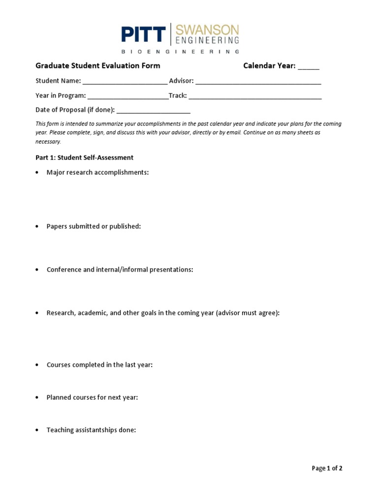 Grad Student Annual Evaluation NEW VERSION For 2016 | PDF | Graduate ...