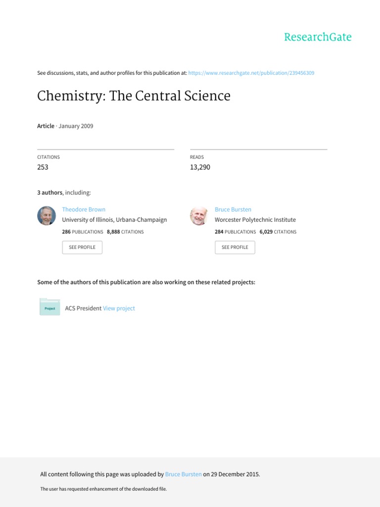 Chemistry The Central Science | PDF | Chemical Equilibrium | Chemical Bond