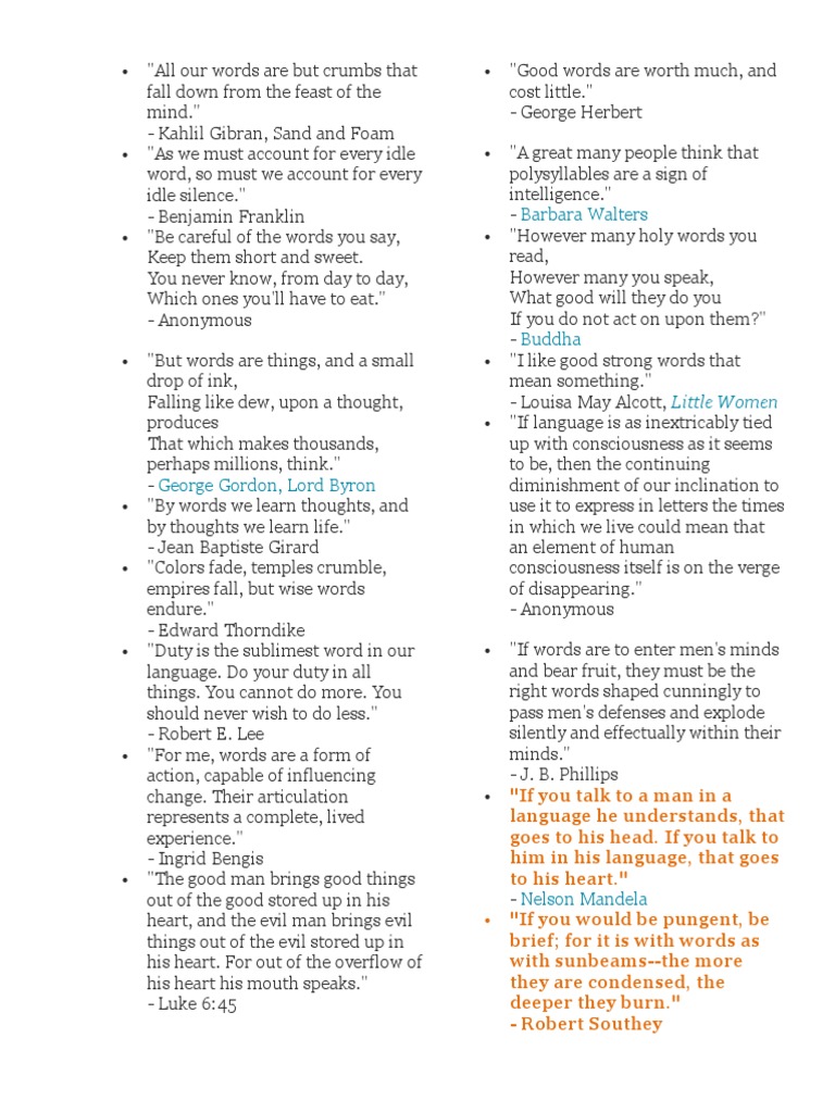 Quotes On Words | PDF