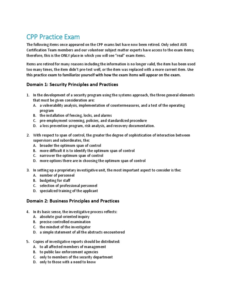 CPP Practice Exam | PDF | Tort | Crime & Violence