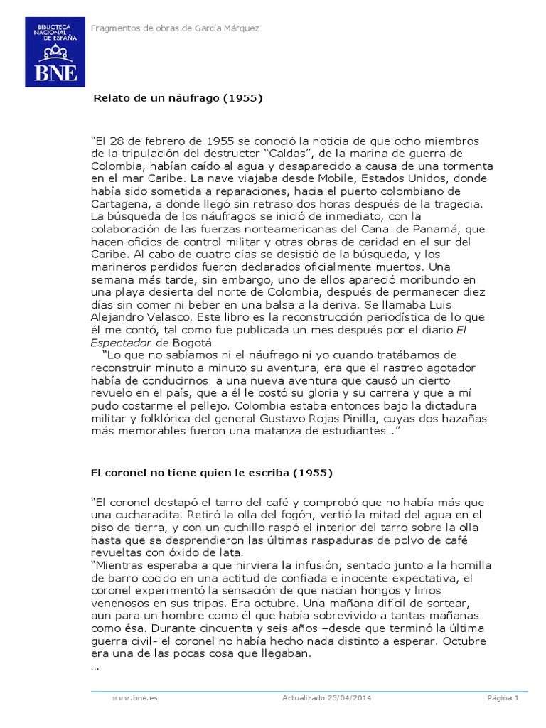 Fragmentos de Obras | PDF | Gabriel García Márquez | Colombia