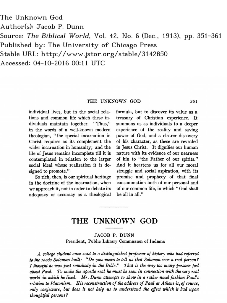 The Unknown God | Deities | Paul The Apostle