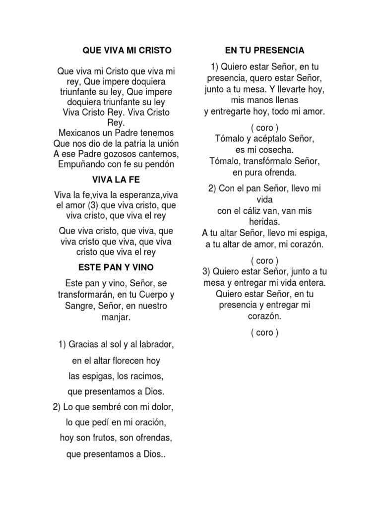 CANTOS | PDF | Misa (liturgia) | Cristo (título)