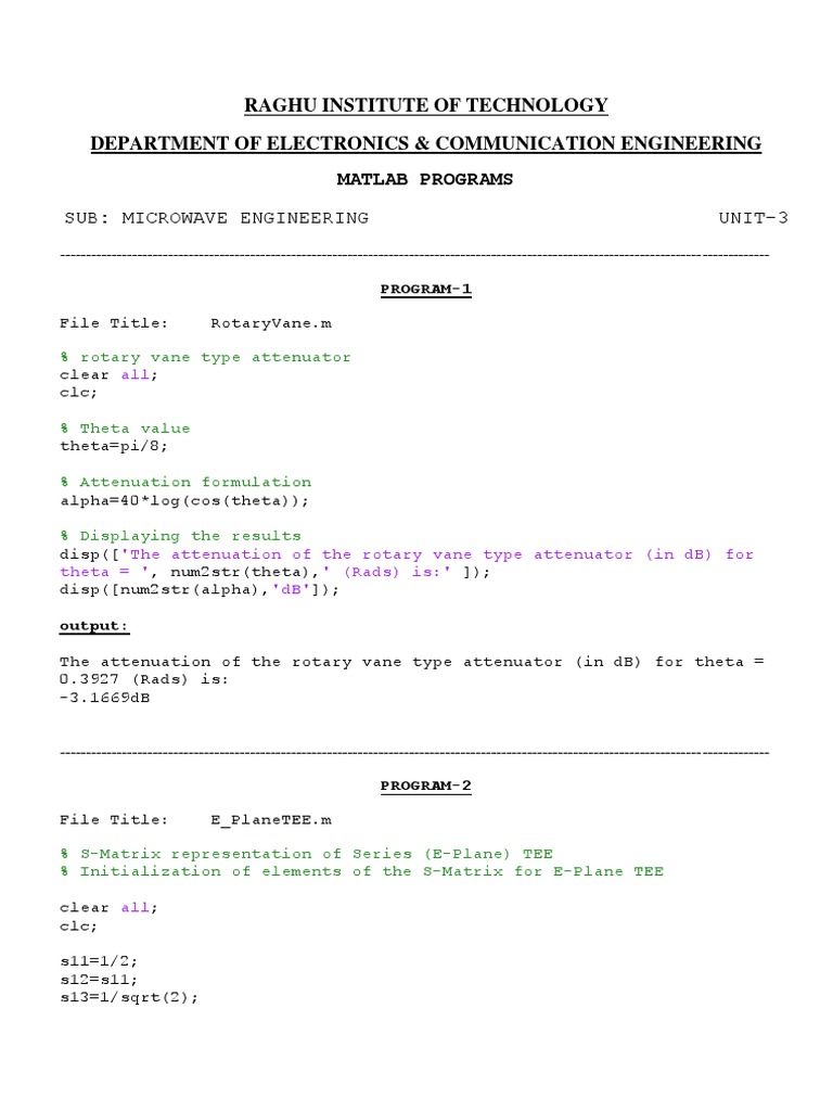 Matlab Programs | PDF | Electromagnetism | Electricity Matlab Programs | PDF | Electromagnetism | Electricity
