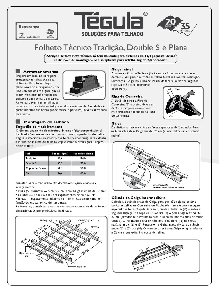 Folheto Tecnico Telha Tegula | PDF | Argamassa (alvenaria) | Tempo