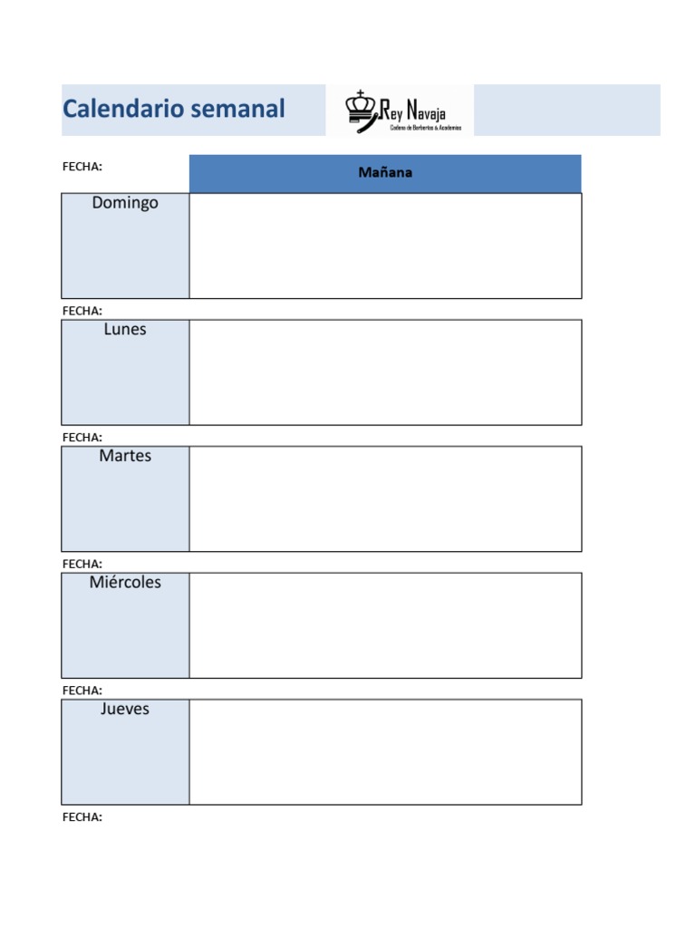 14 Weekly Sun Sat Schedule Excel Template ES | PDF | Religión y ...