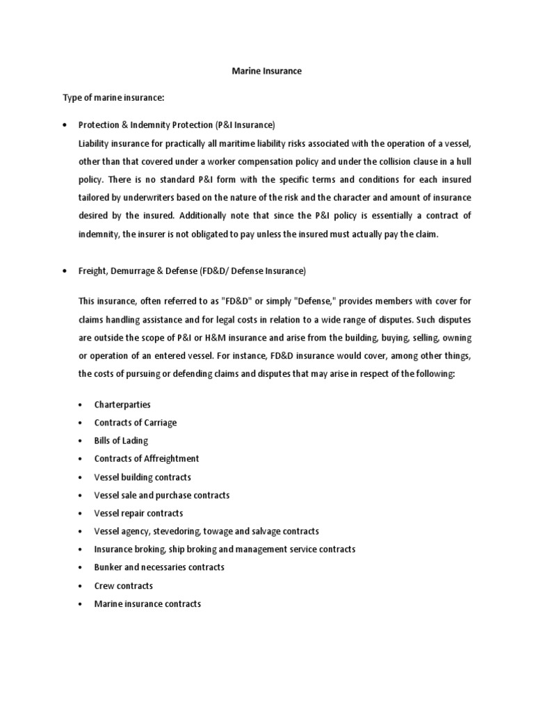 Types of Marine Insurance Explained | PDF | Insurance | Shipping