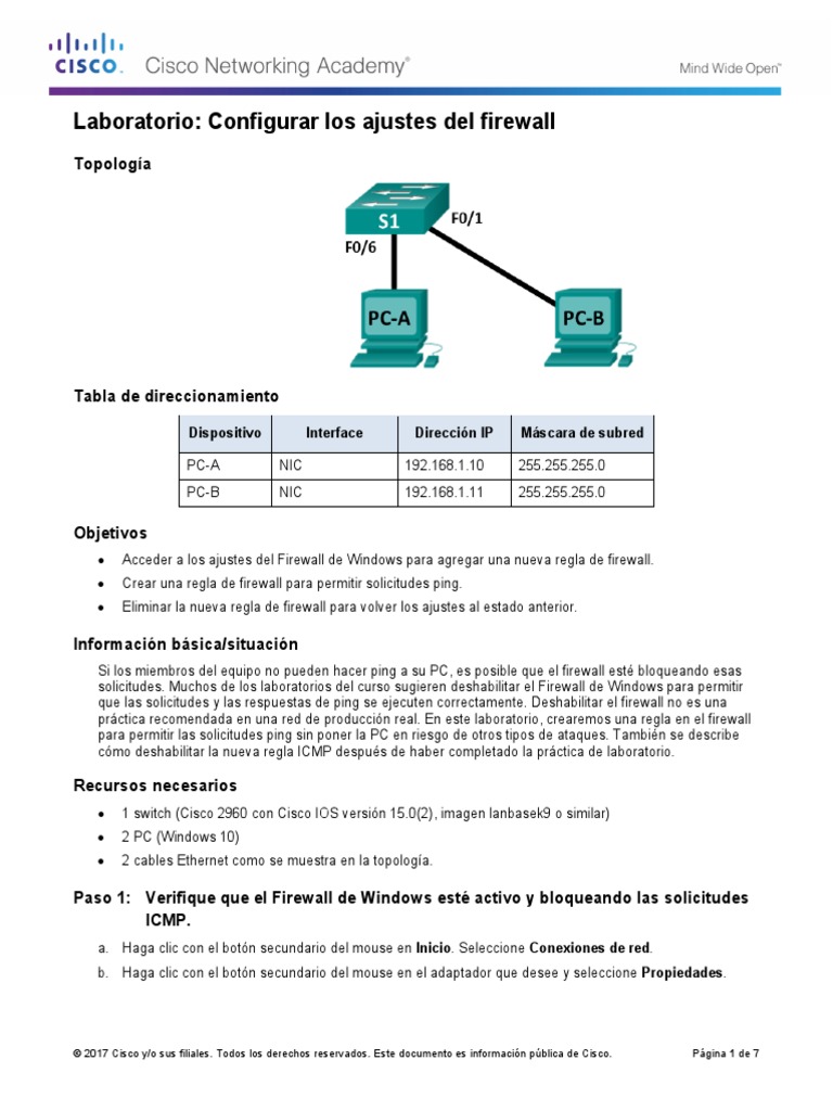 7.4.2.3 Lab - Configure Firewall Settings | PDF | Cortafuegos ...
