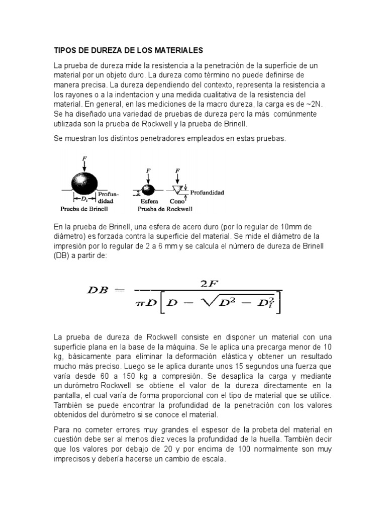 Tipos de Dureza de Los Materiales | PDF | Dureza | Rieles