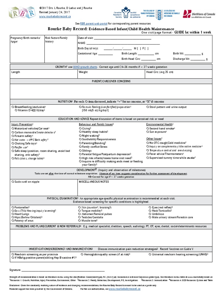 Rourke Baby Record:: Evidence-Based Infant/Child Health Maintenance ...