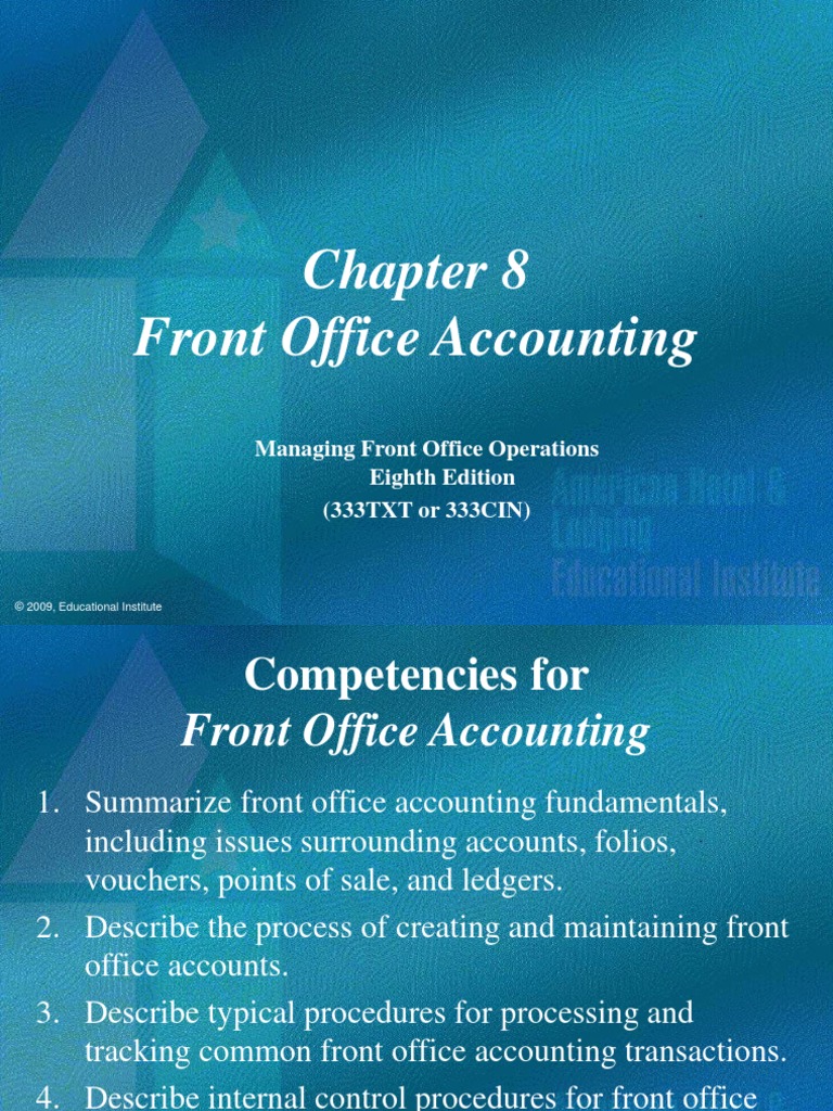 Chapt-8 Front Office Accounting | PDF | Debits And Credits | Payments