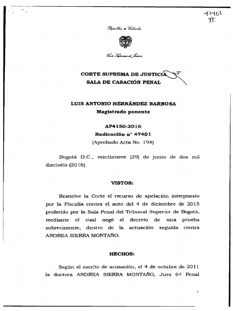 AP4150-2016 (47401) Prueba Sobreviniente | PDF | Evidencia (ley ...