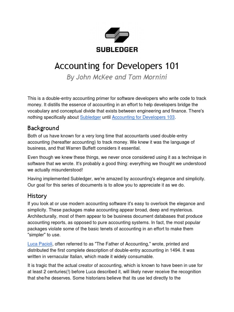 Accounting For Developers 101 | PDF | Debits And Credits | Corporate Jargon