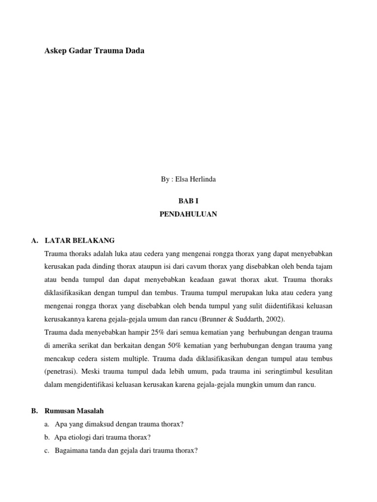 Askep Gadar Trauma Dada | PDF | Seni
