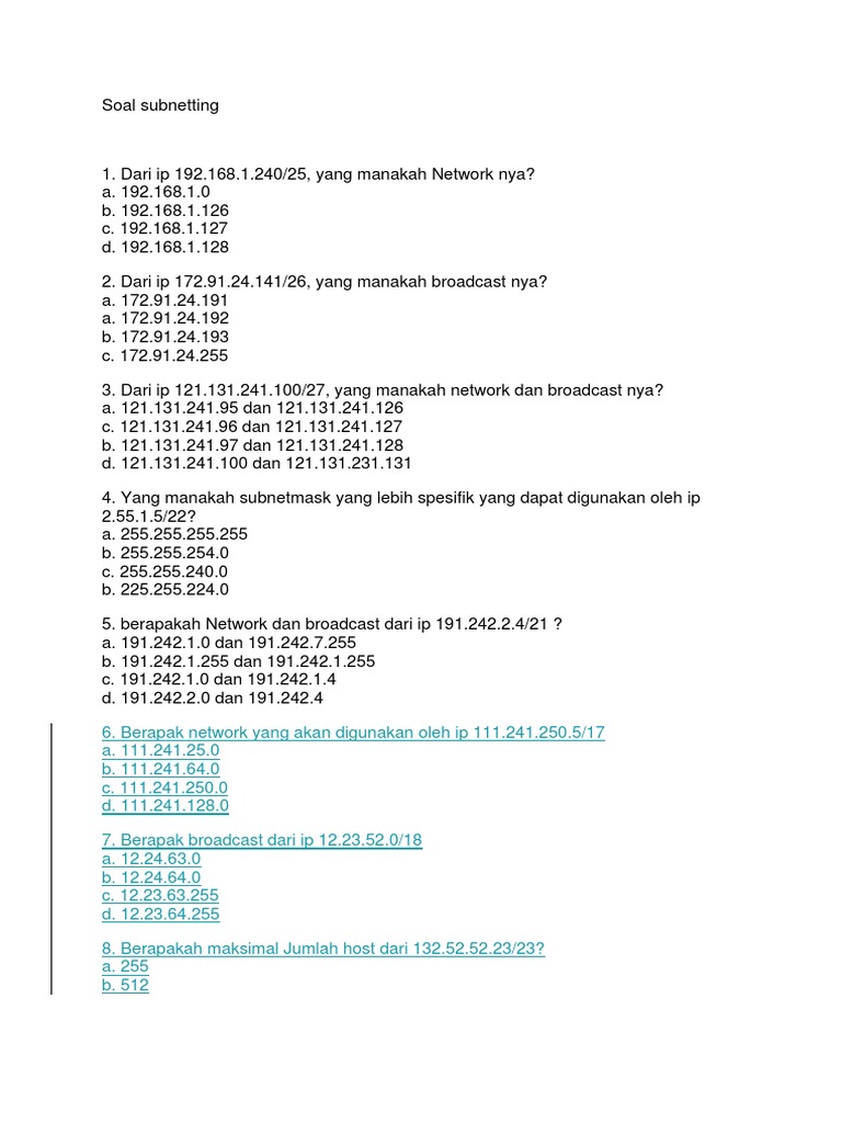 Soal Subnetting | PDF