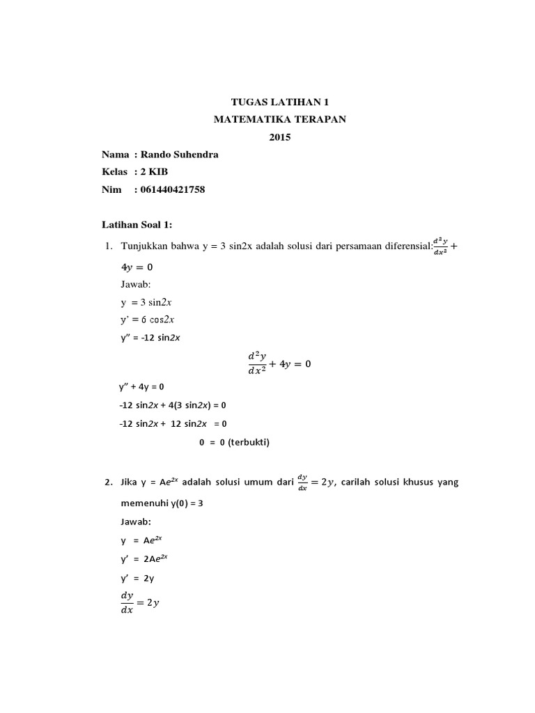Latihan Matematika Terapan | PDF
