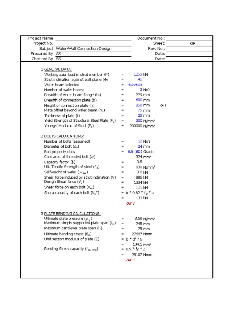 Waler-Wall Connection Design Guide | PDF | Bending | Screw