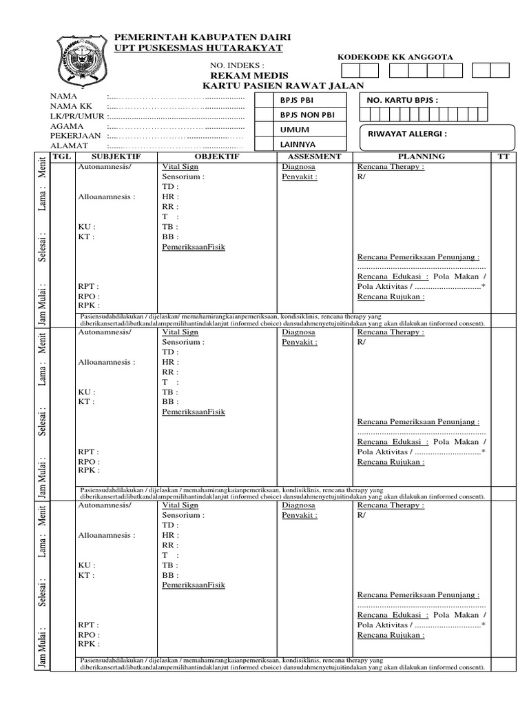Contoh F. Rekam Medis Dan Cover Map Status | PDF