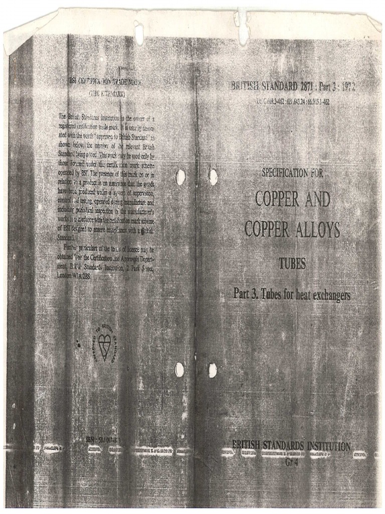BS 2871 Part 3-1972 - Copper and Copper Alloys - TUBEs PDF | PDF