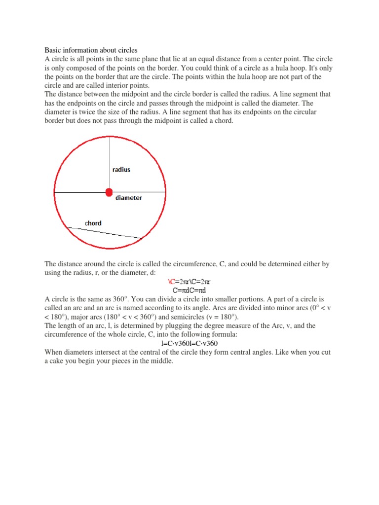 Basic Information About Circles | PDF | Circle | Angle