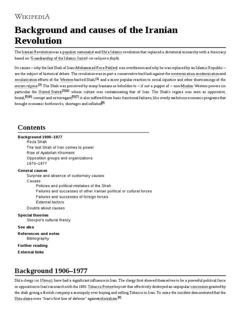 Background and Causes of The Iranian Revolution | PDF | Ruhollah ...