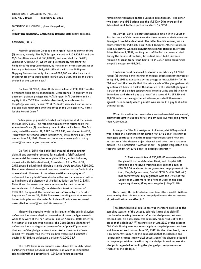 Pledge | PDF | Mortgage Law | Guarantee