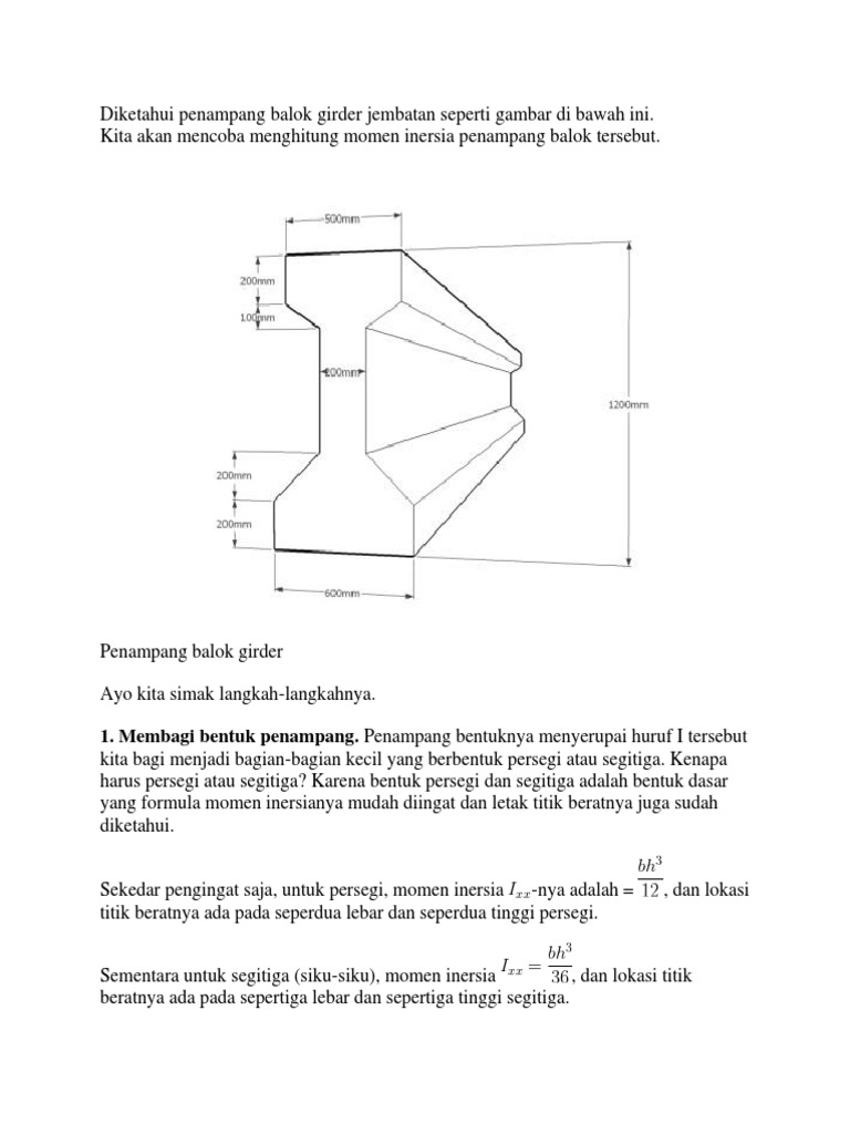 Menghitung Momen Inersia Balok Girder | PDF