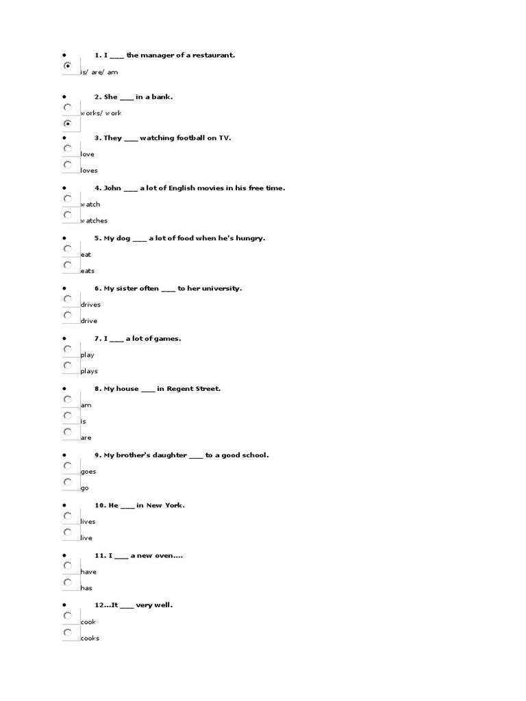 Present Simple Exercises for Beginners | PDF