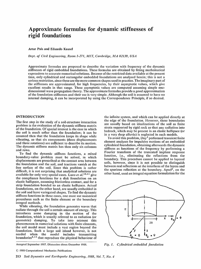 (PAPER) A. Pais & E. Kausel (1988) Approximate Formulas For Dynamic Stiffnesses of Rigid ...