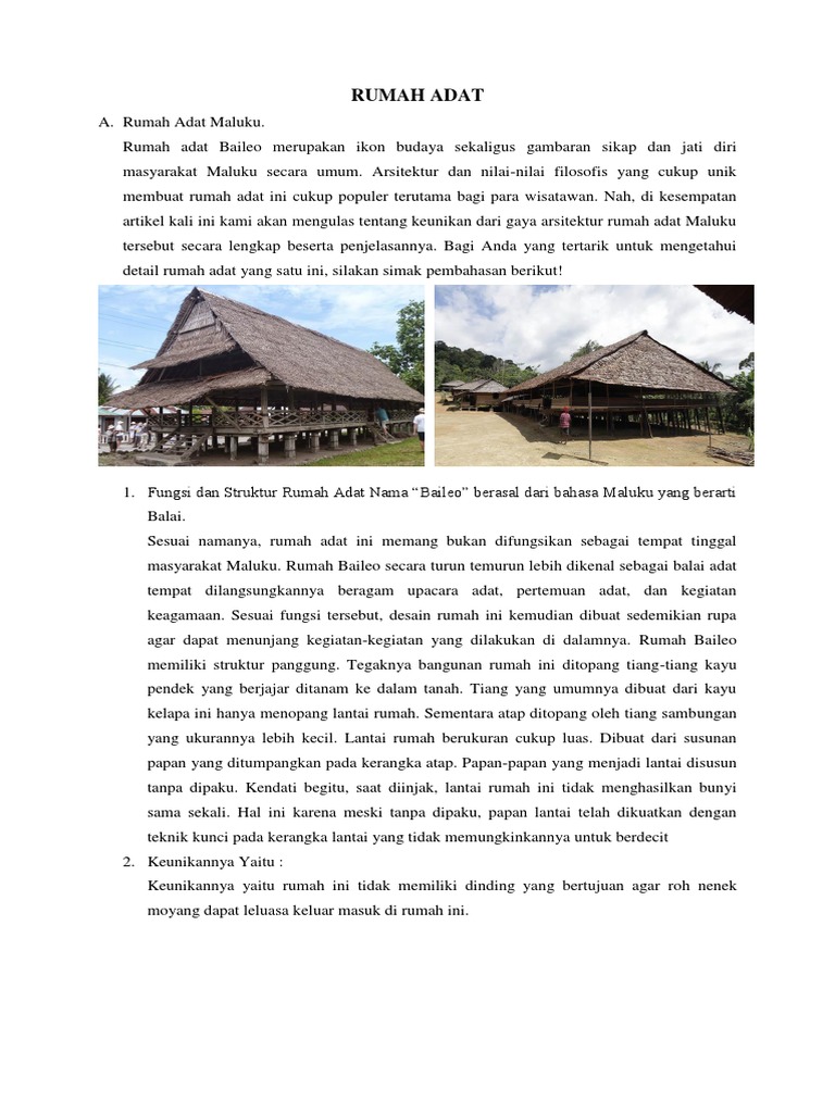 Rumah Adat Maluku | PDF