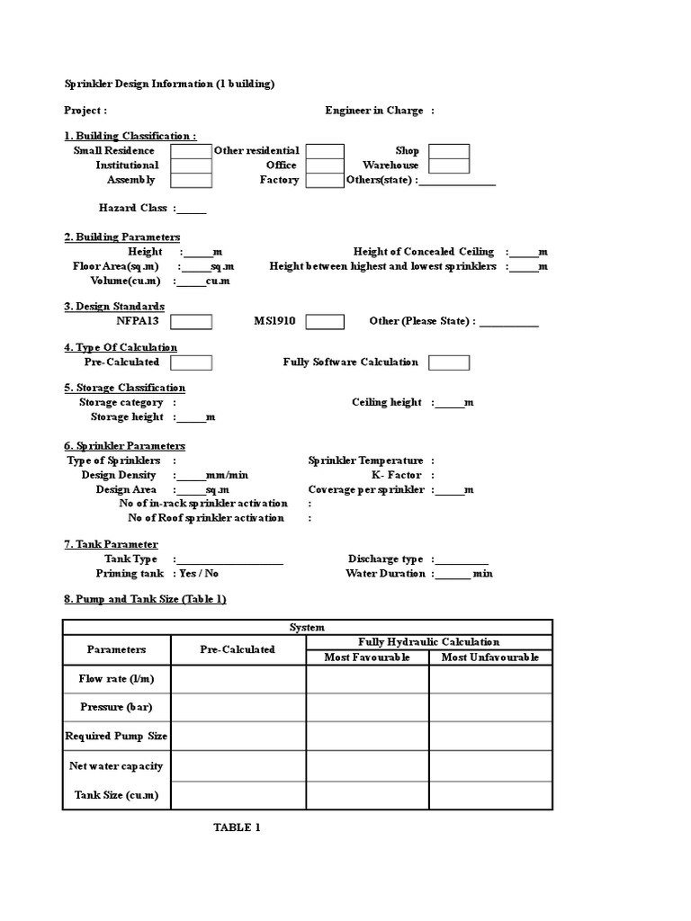 Sprinkler Design Information | PDF | Fire Sprinkler System | Pump