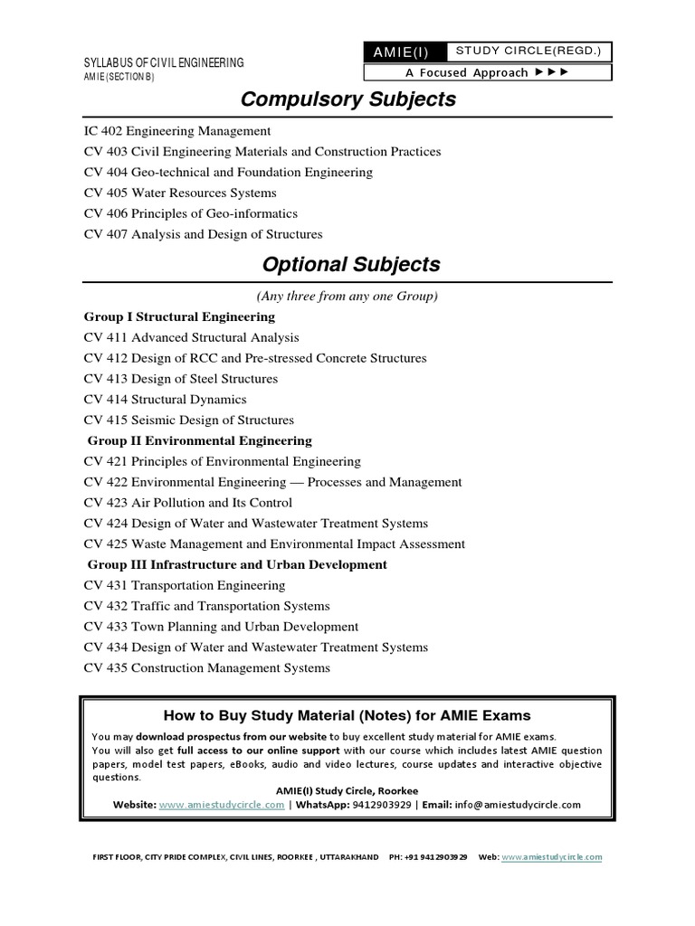 AMIE Civil Engineering Syllabus (Section B) | PDF | Traffic ...