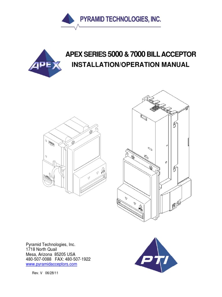 Apex Series 5000 7000 Bill Acceptor Manual PDF | PDF | Electrical ...